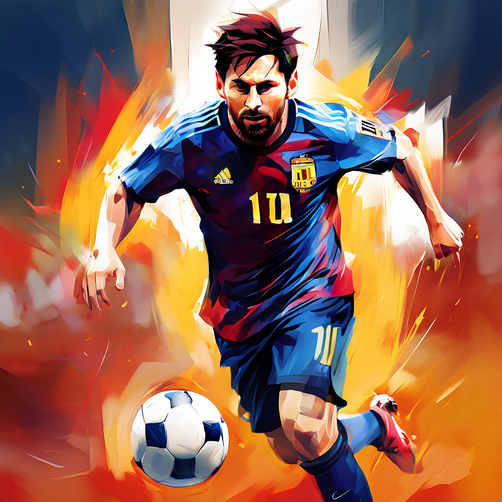 Lionel Messi styled as a dynamic anime character mid-stride ... by Lord ...