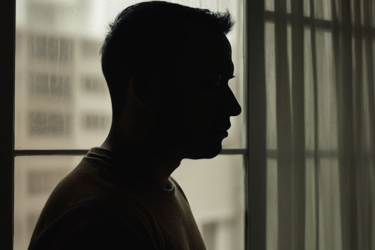 SHORT HAIR HISPANIC sad man silhouette ON WINDOW by Camila Embersisc ...