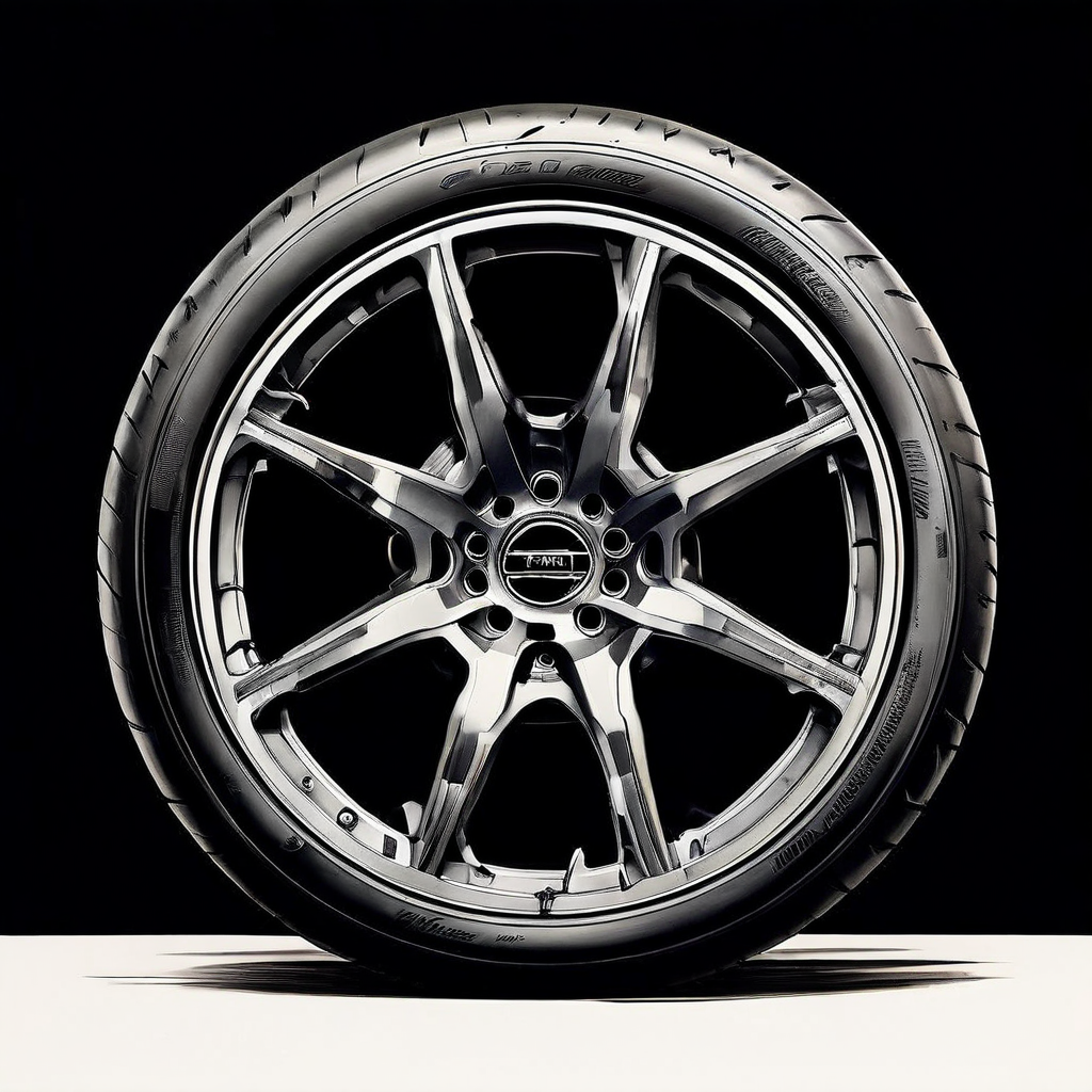 Technical pen and ink drawing of an 8 spoke automotive racin... by ...