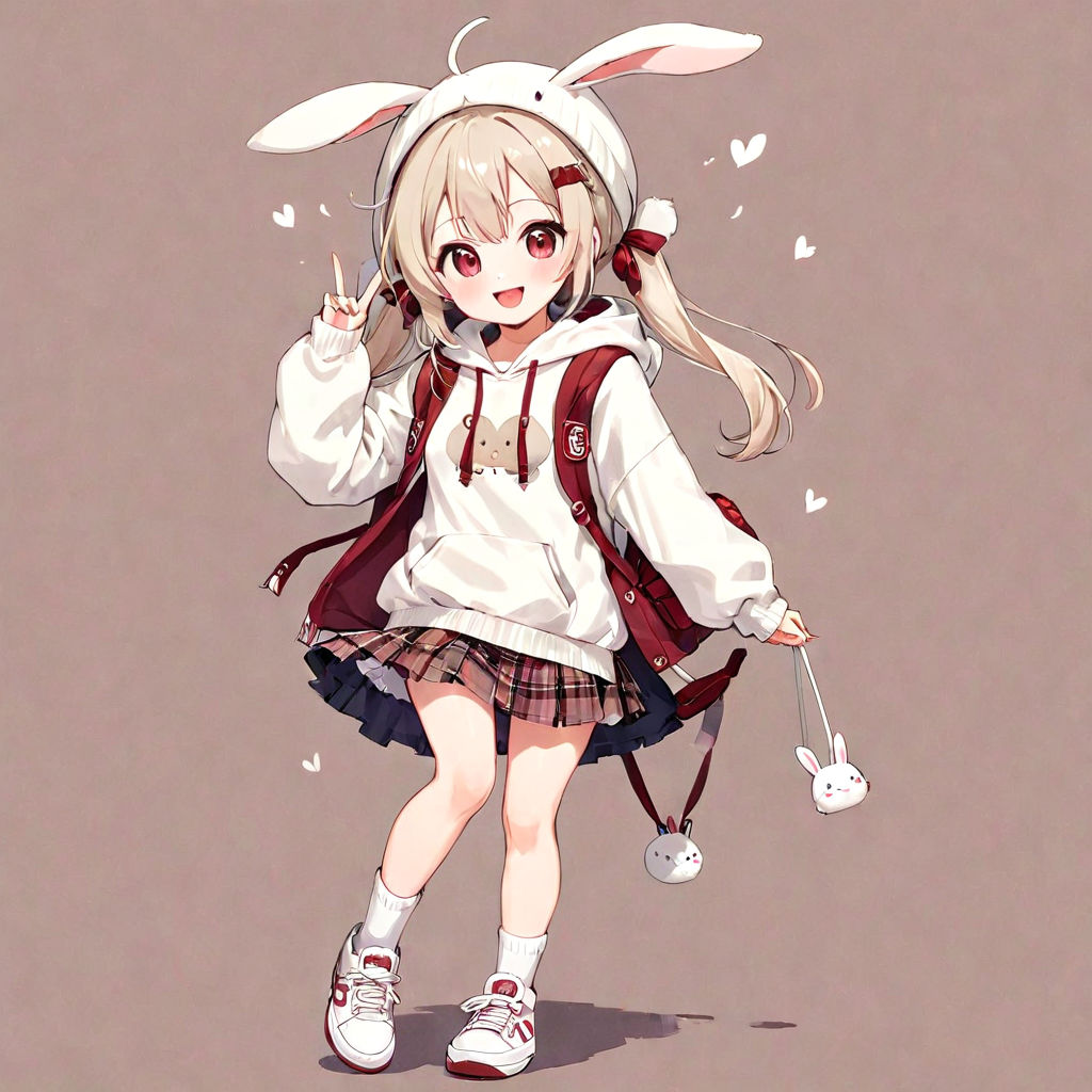 12-year-old anime child in full height with red long pigtail... by ...