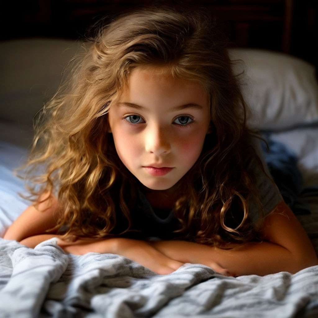 13 year old girl lay on bed by Cody - Playground