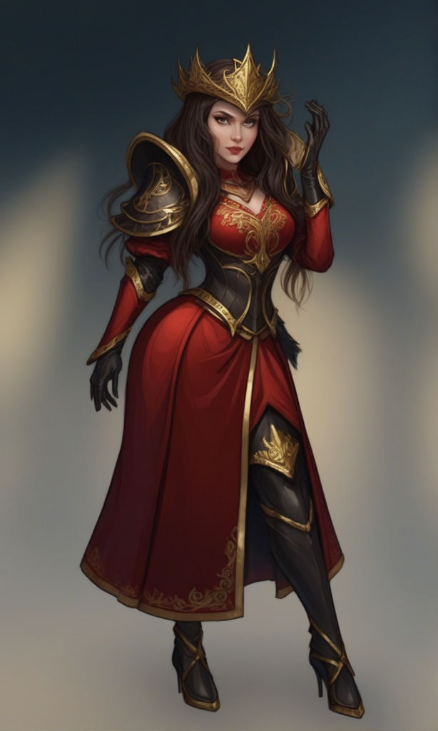 Royal Brunette armored Witch with Gold Embroidery armor by Warlock Gaming - Playground