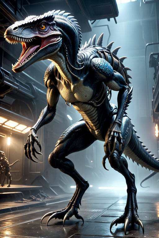 Alien velociraptor creature captured in full body stance by Ruan ...