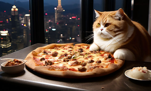 A fat cat eat pizza at Taipei 101 by 金志明 - Playground