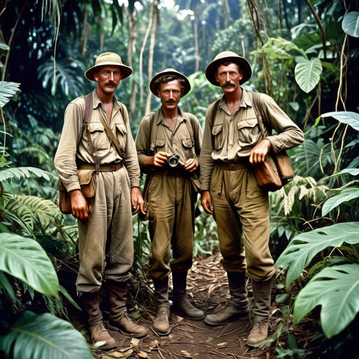 20th century explorers in the jungle in colour by Anna Berni - Playground
