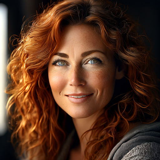 Beautiful 45 year old woman with dimples and freckles and cl... by ...