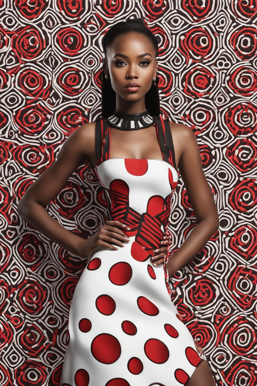 African runway model with printed seamless flat by Nelson Edada ...