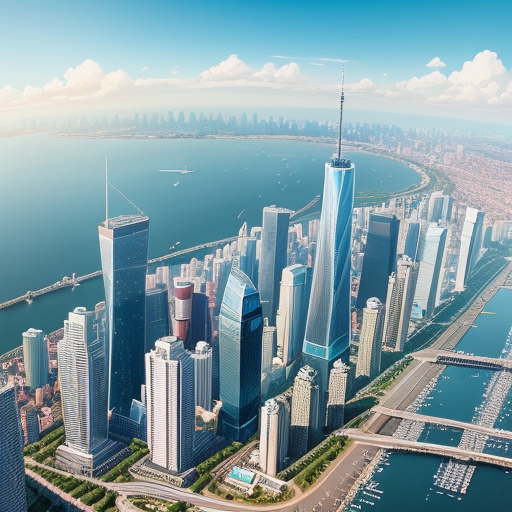 Aerial view of tall sky scraper city by cigartist - Playground