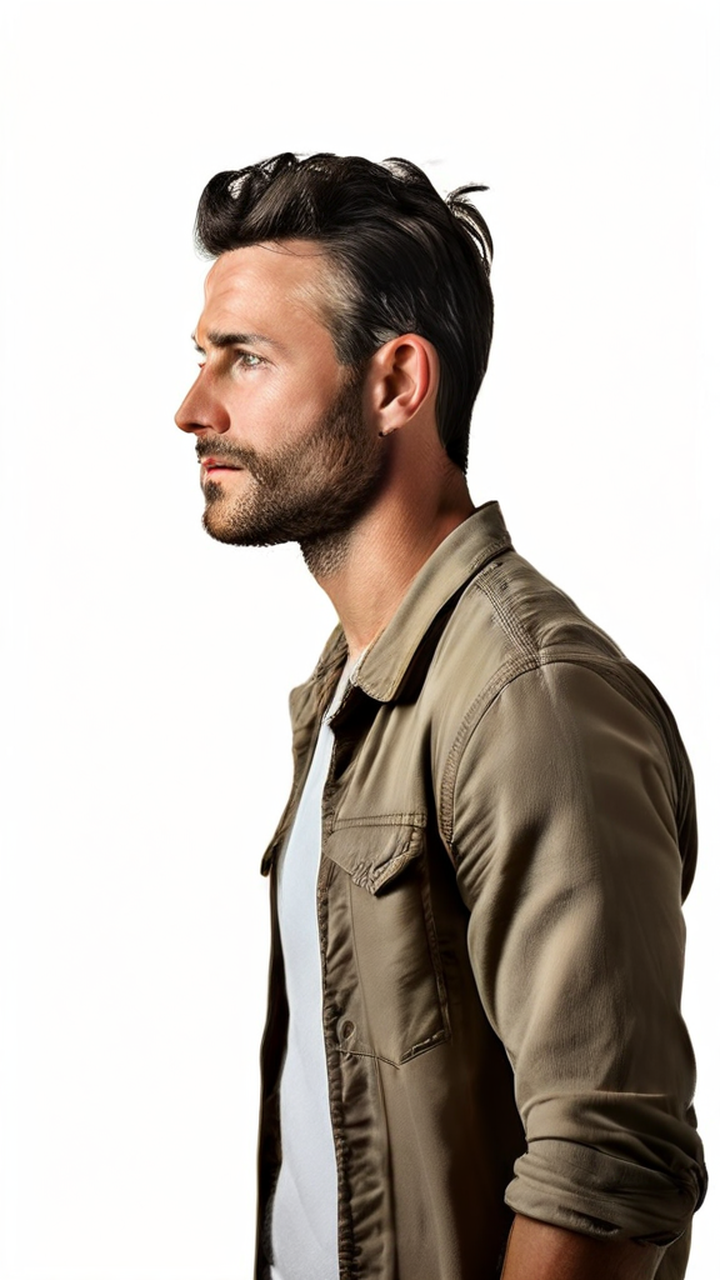 Photo of a full body man in profile looking ahead by MaxH Studio - Playground