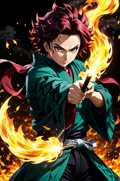 Demon slayer tanjiro (kimetsu no yaiba) style fire magic eff... by ...