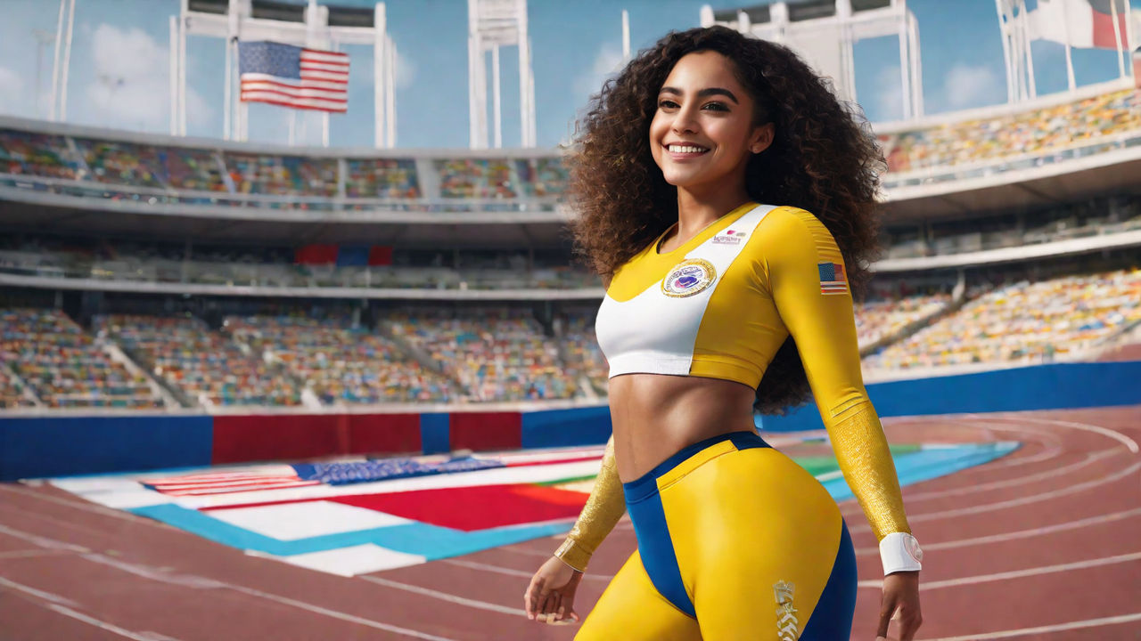 Rebeca Andrade In Her Yellow Gymnastics Leotard Hugging Rais By Julio Glauber Playground