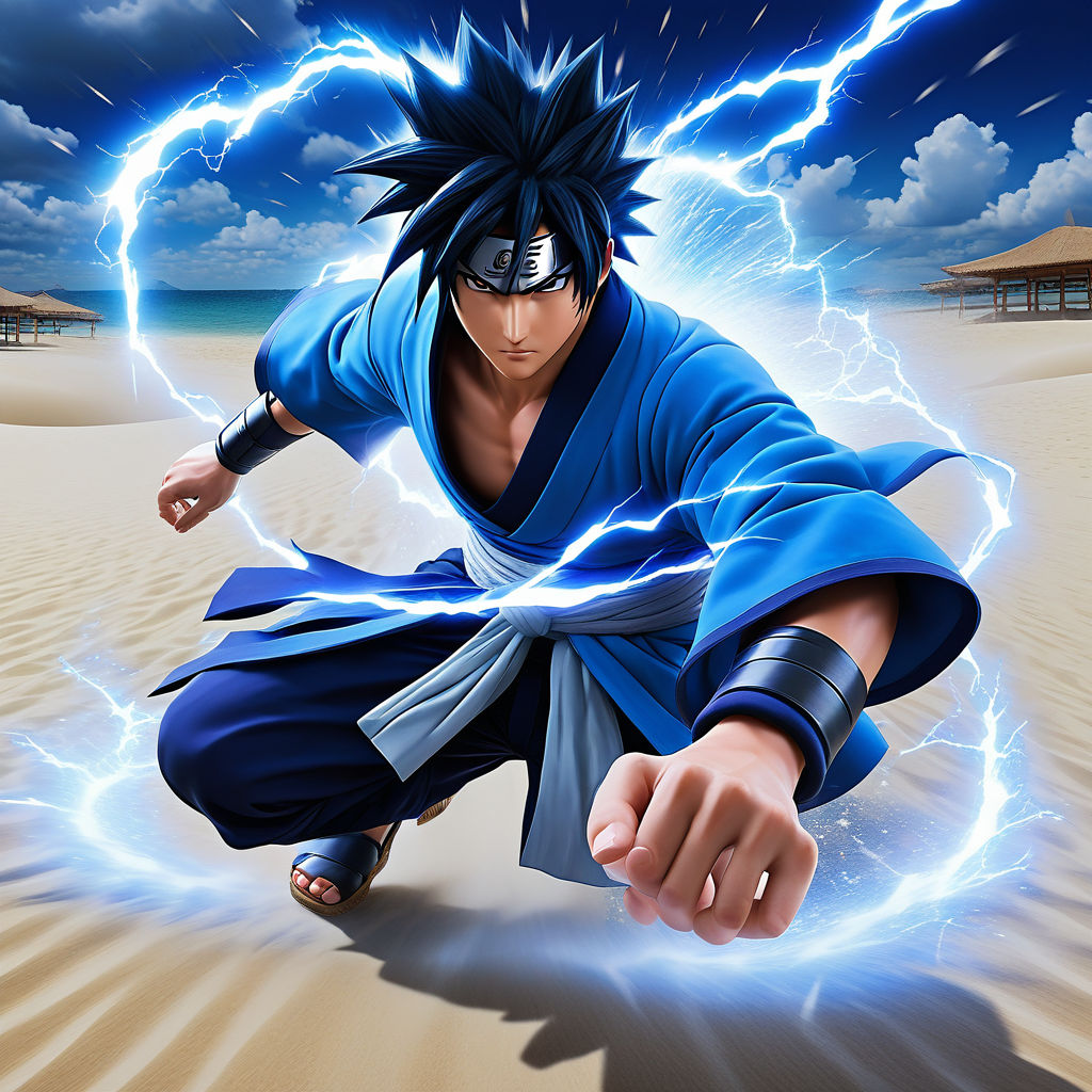 Sasuke using chidori lightning from hand running motion blur... by ...