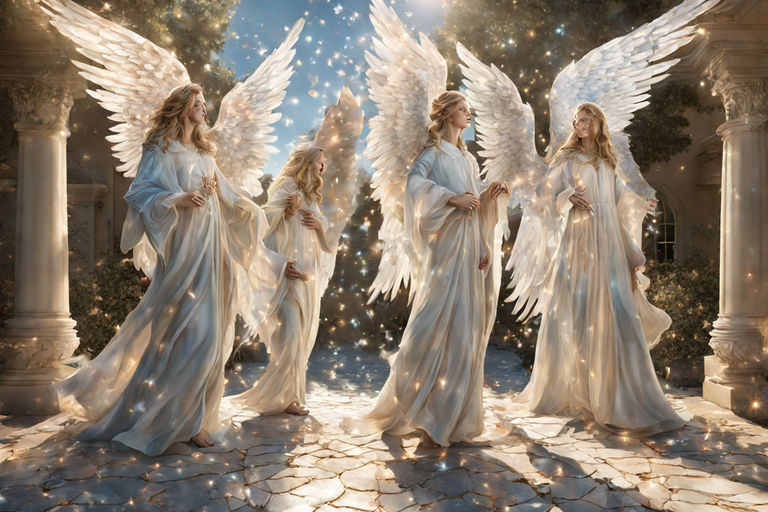 Creates an epic image of a group of male angels arriving to ... by Aqui ...