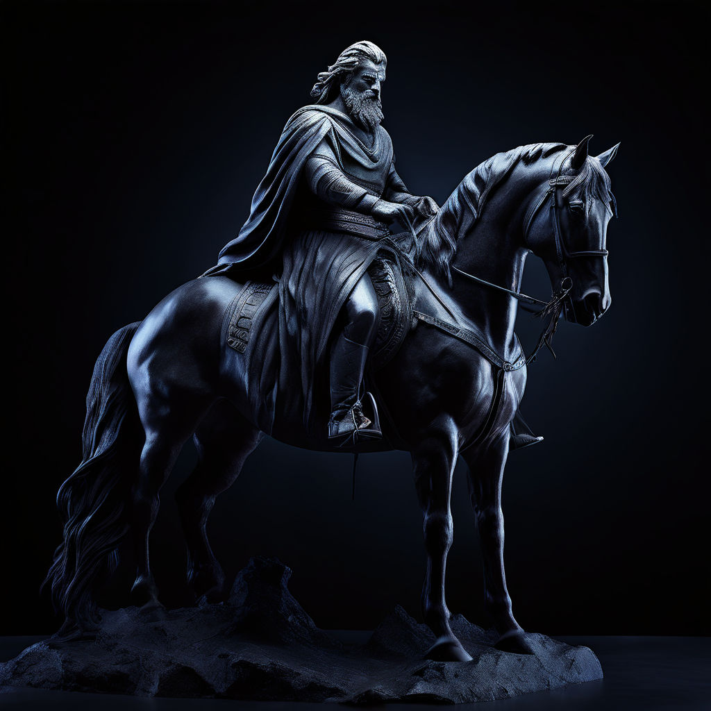 Stoic philosopher in full-body sculpture astride a horse by HDRI VISION ...