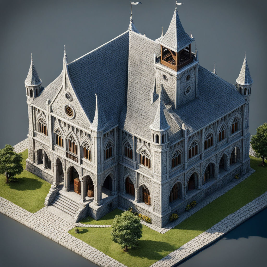 Medieval Fantasy stone town Hall by Dmitry Sannikov - Playground