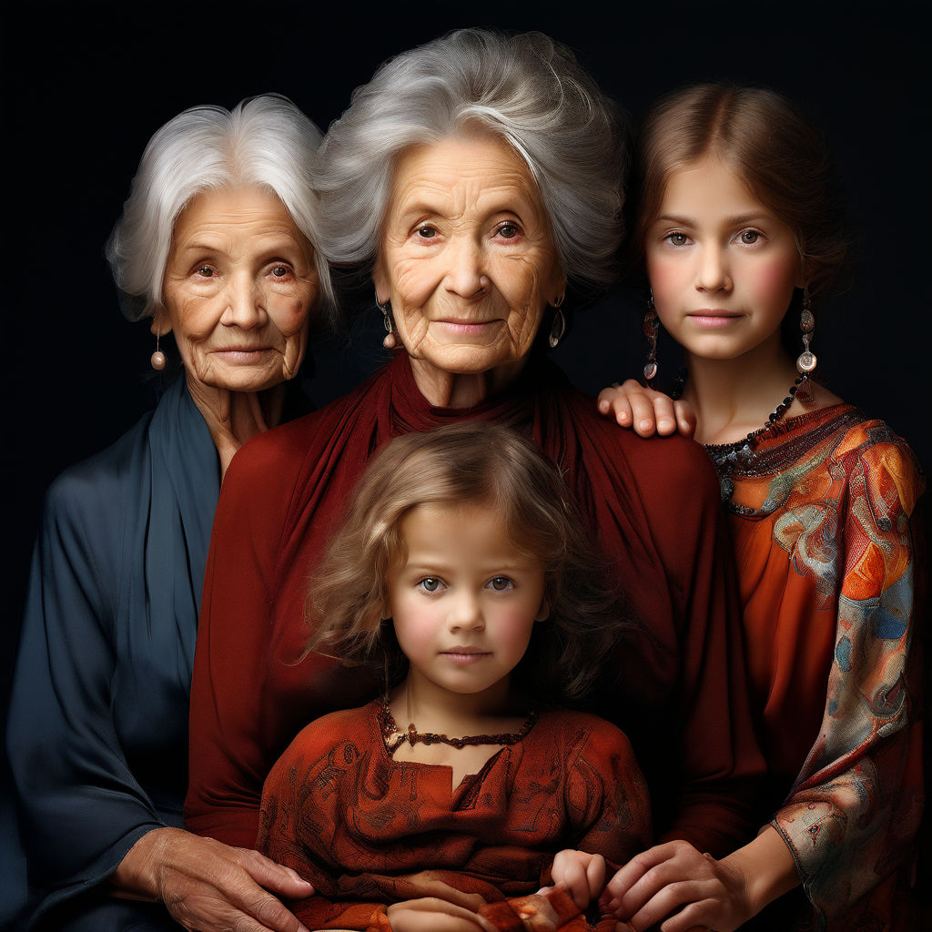 How a woman ages. Show 3 generations of women grand mama. ma... by ...