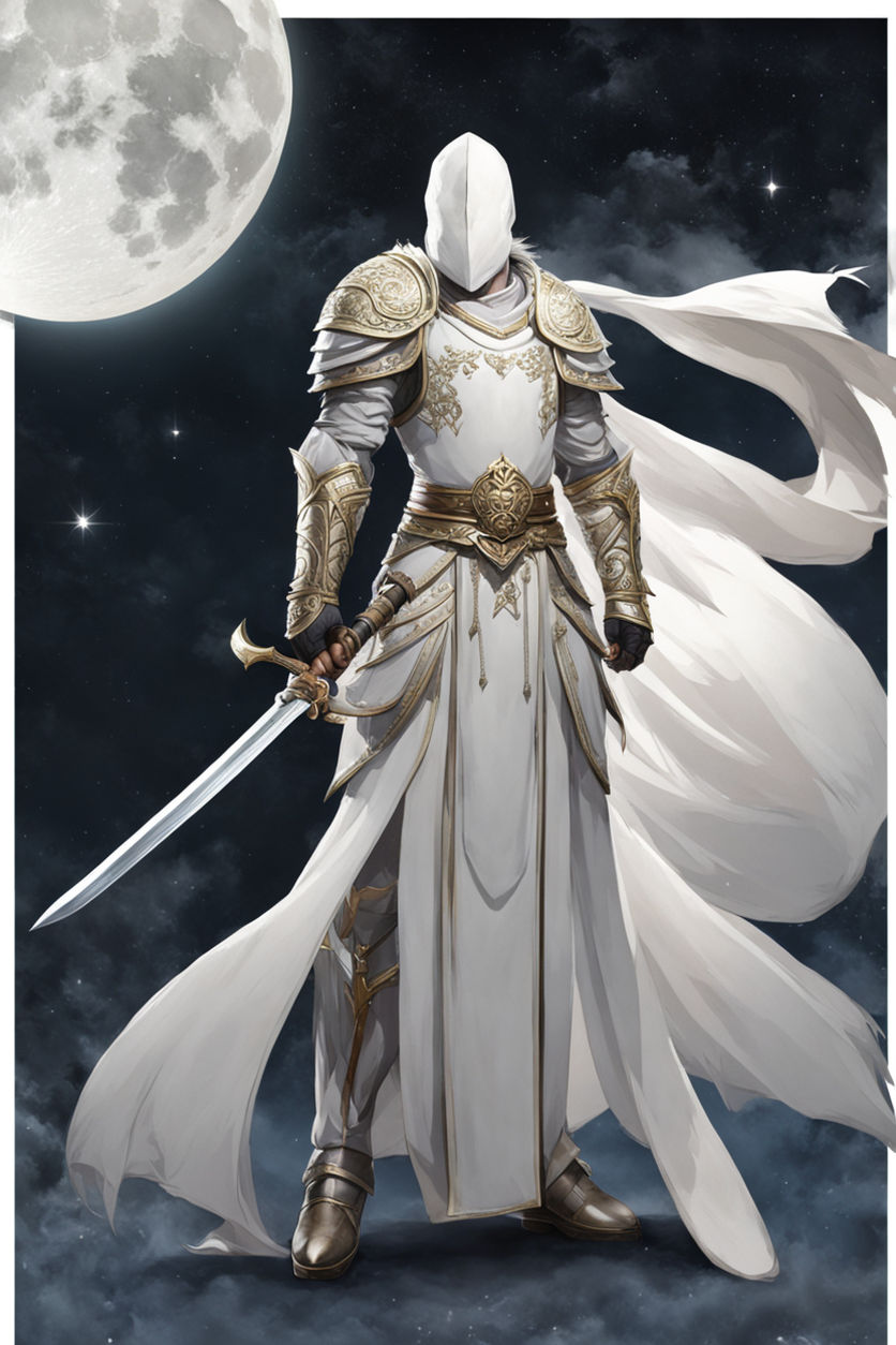 Male warrior in white by Aaron Frederick - Playground