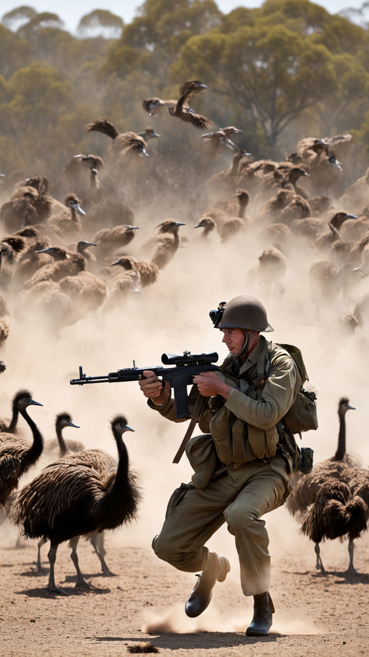 Australian soldiers in 1930s uniforms aim their machine guns... by Eki ...