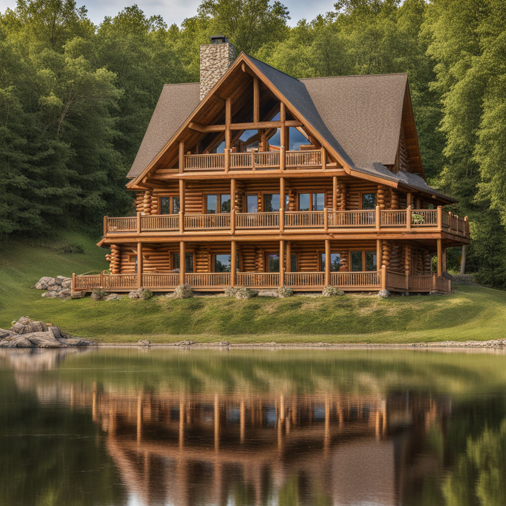 Large three story log cabin facing a pond by Cristhian “CGB” - Playground