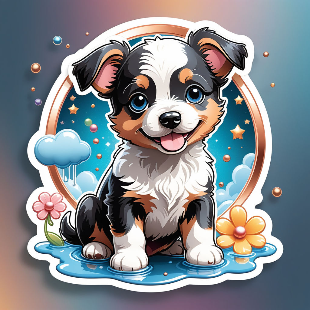 An iconic 2D flat graphic vector sticker with a white outlin... by ...