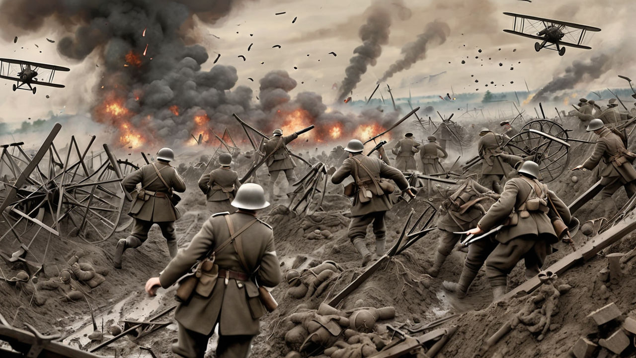 Chaotic First World War battlefield scene by Pablo - Playground