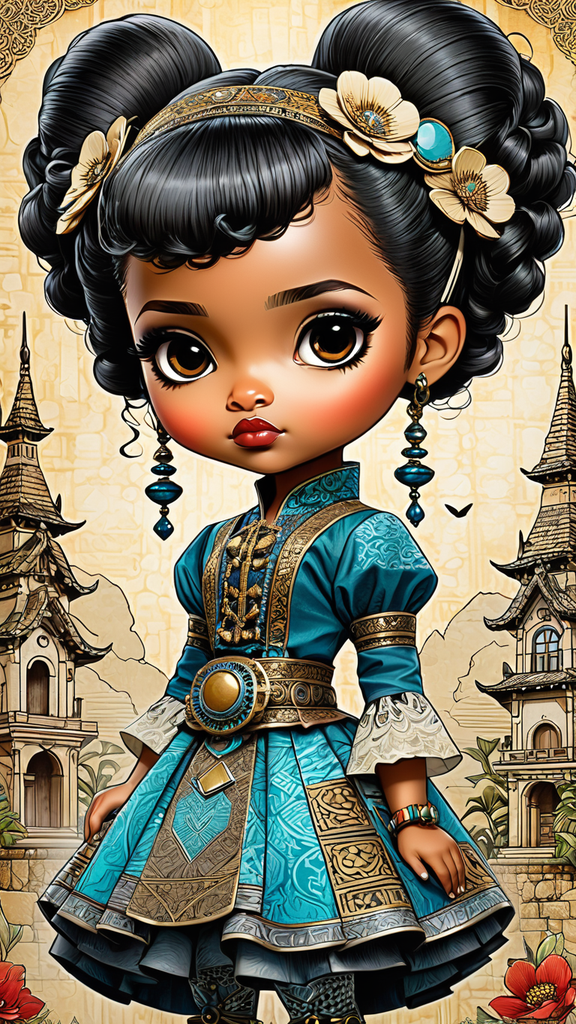 Chibi Blythe in ethnic vintage attire by Christiana Cebuc - Playground