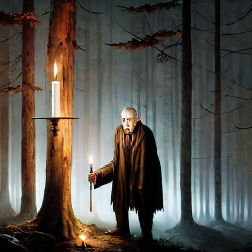 Scared old man holding a candle by Sean Gephart - Playground