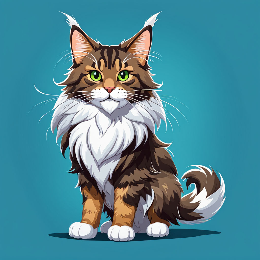 A 2D Maine Coon cat character for a cartoon walks. by GeekPortal ...