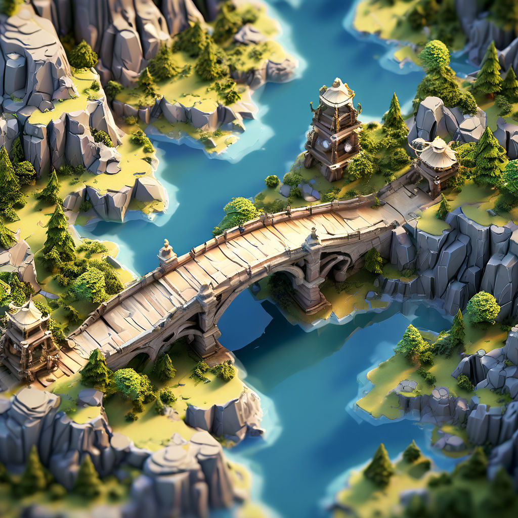 Isometric LANDS WITH MANY BRIDGES rpg map by Trâu Cần Mẫn - Playground