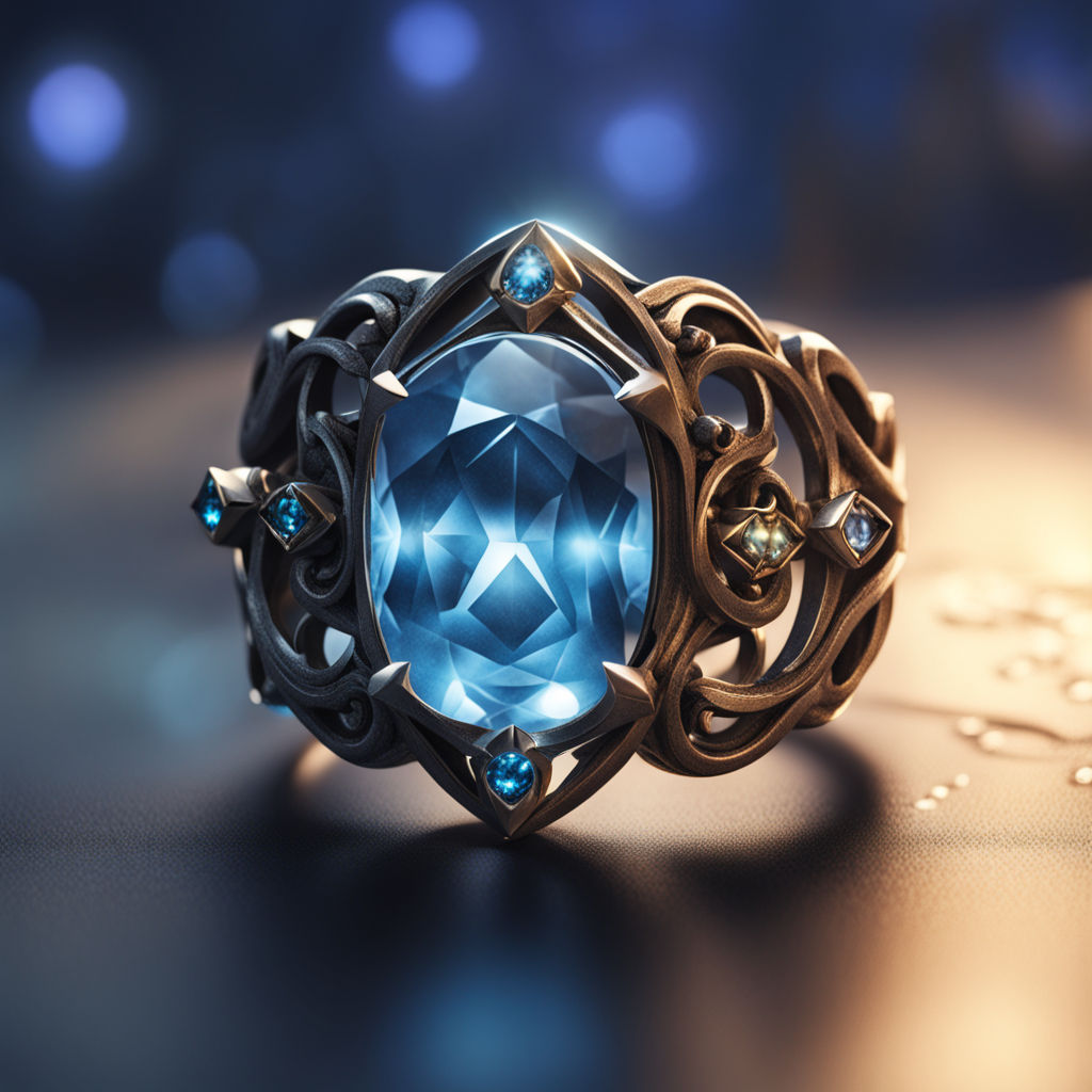 A magical ring which has a blue glowing gem by Osiris - Playground