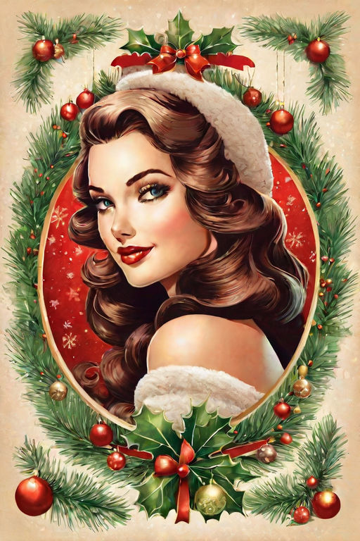 Christmas theme illustration in style of vintage stipple col... by иван ...