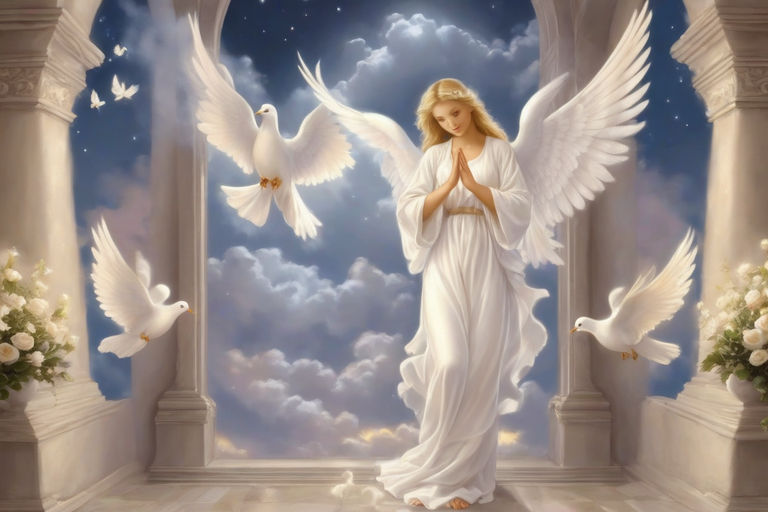 Pretty angel in heaven clouds doves candles doves heaven gat... by ...