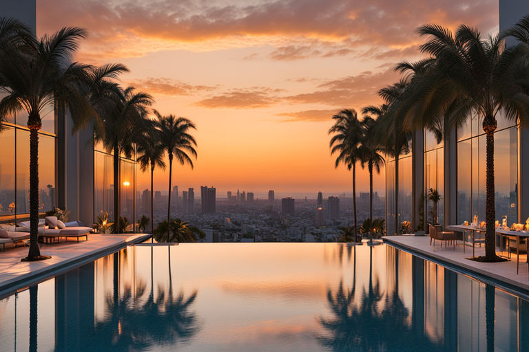 An elaborate view from the room of a modern high-rise hotel by Yocheved ...