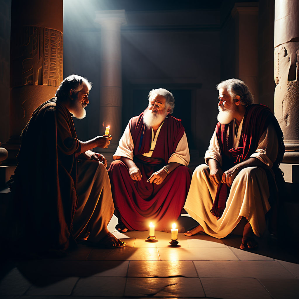 Three Ancient Greek old men talking by Bando Bros - Playground