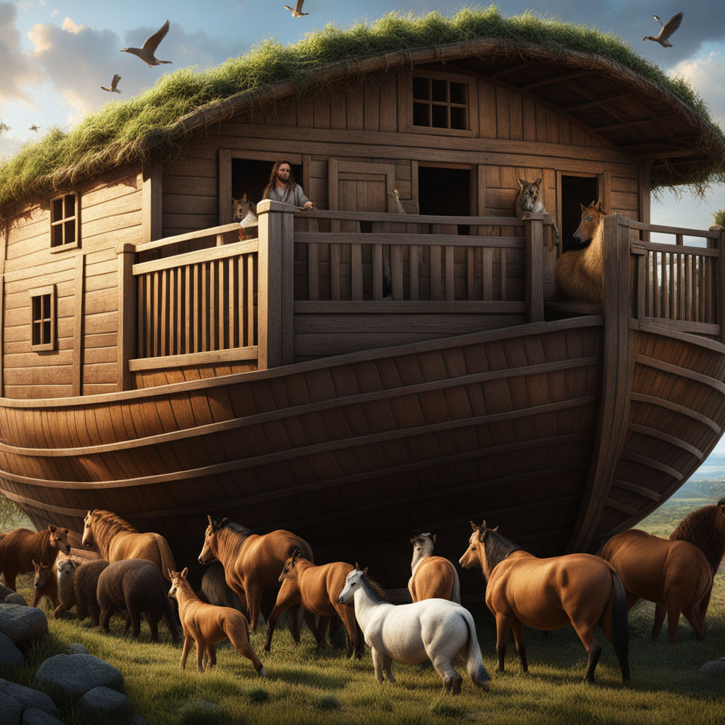 Noah's Ark: Produce an 8k image that depicts Noah's Ark by Ewerton ...