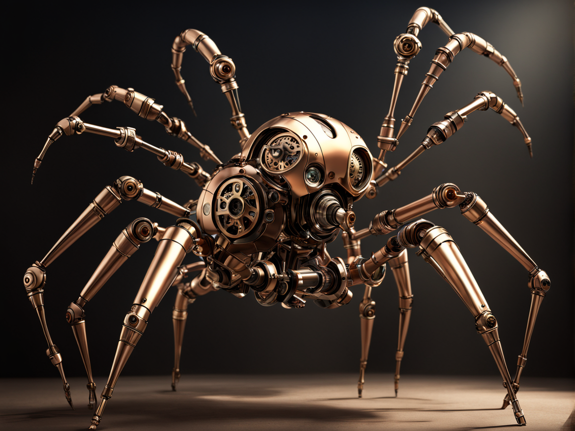 Six-legged spider-inspired pet robot with a steam punk aesth... by ...