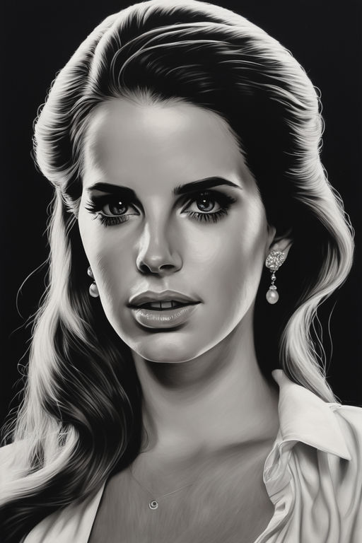 Lana Del Rey hyper realistic portrait front facing with dark... by ...