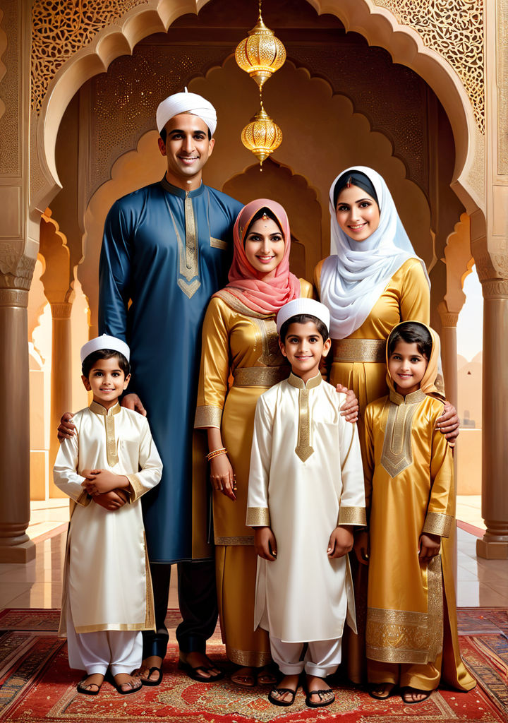 A Muslim family portrait capturing a father and mother with ... by ...