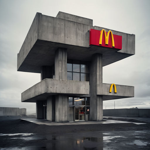A photo of a large brutalist Mcdonalds fast food restaurant ... by Jayo ...