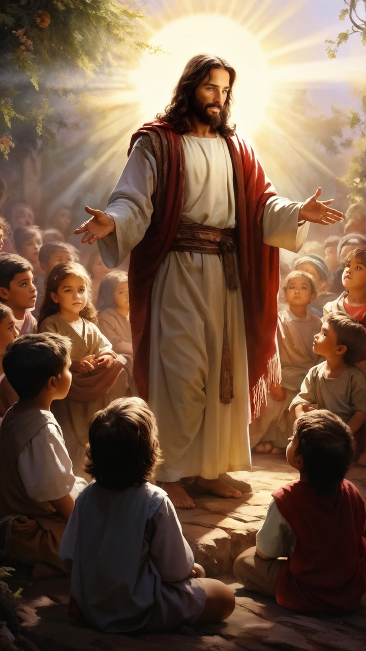 Jesus christ teaching kids by JB - Playground