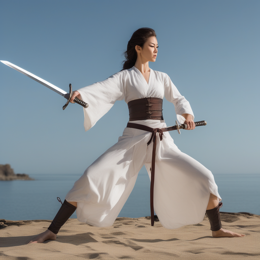 A gorgeous woman practicing her sword skills by Manda - Playground