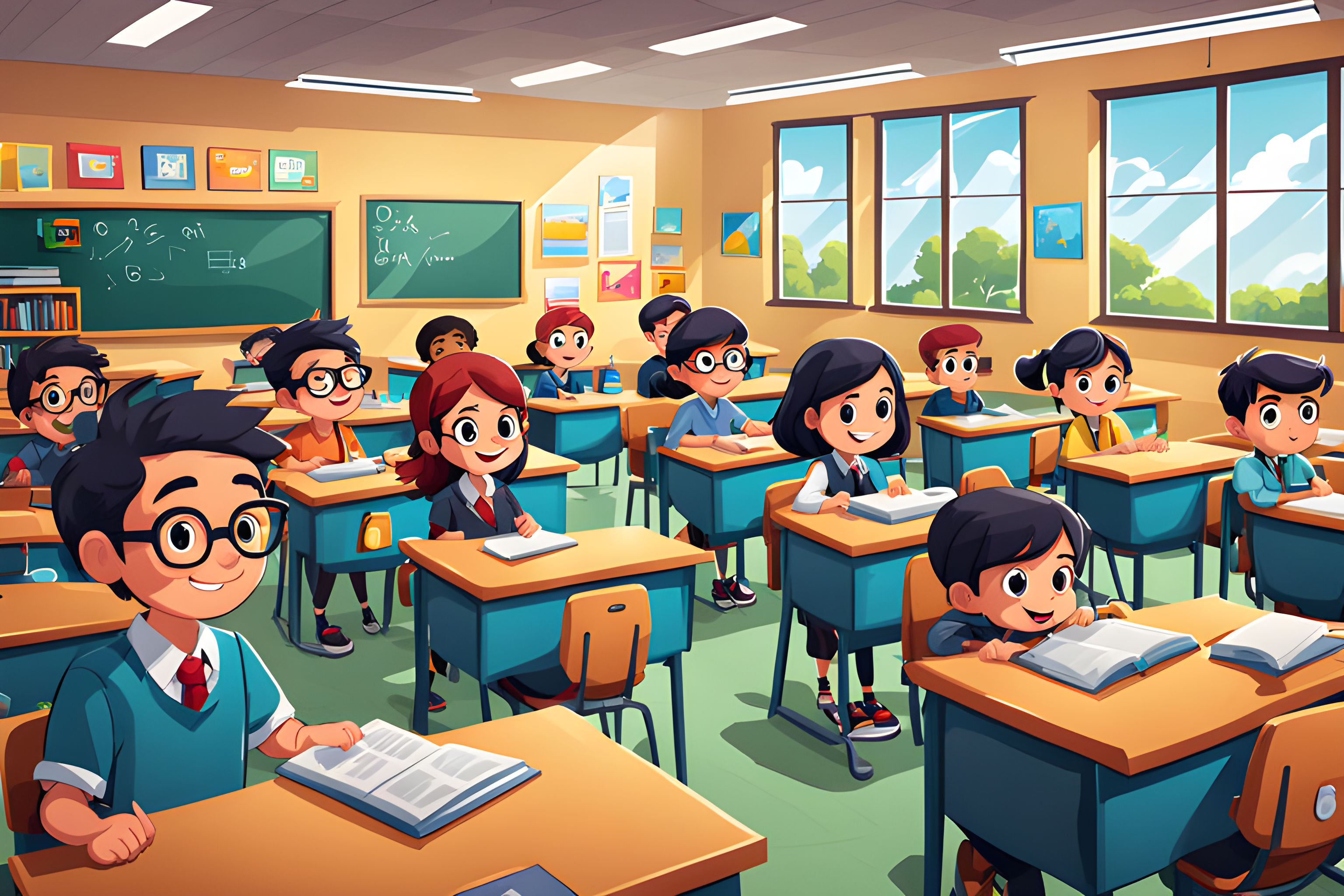 A 2D cartoon classroom with students by Mohammed Umar Khan Asif ...