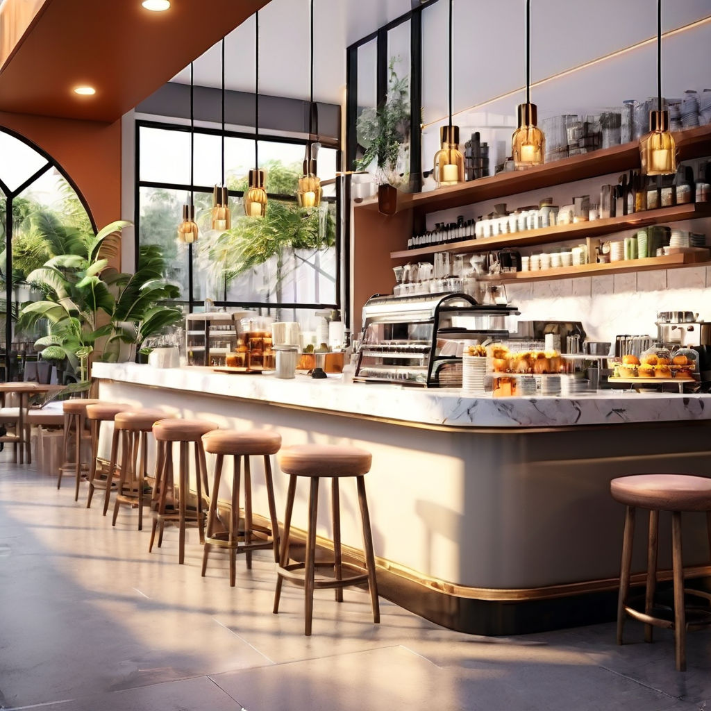 ((Create a realistic cafe with elegant interiors and delicio... by ...