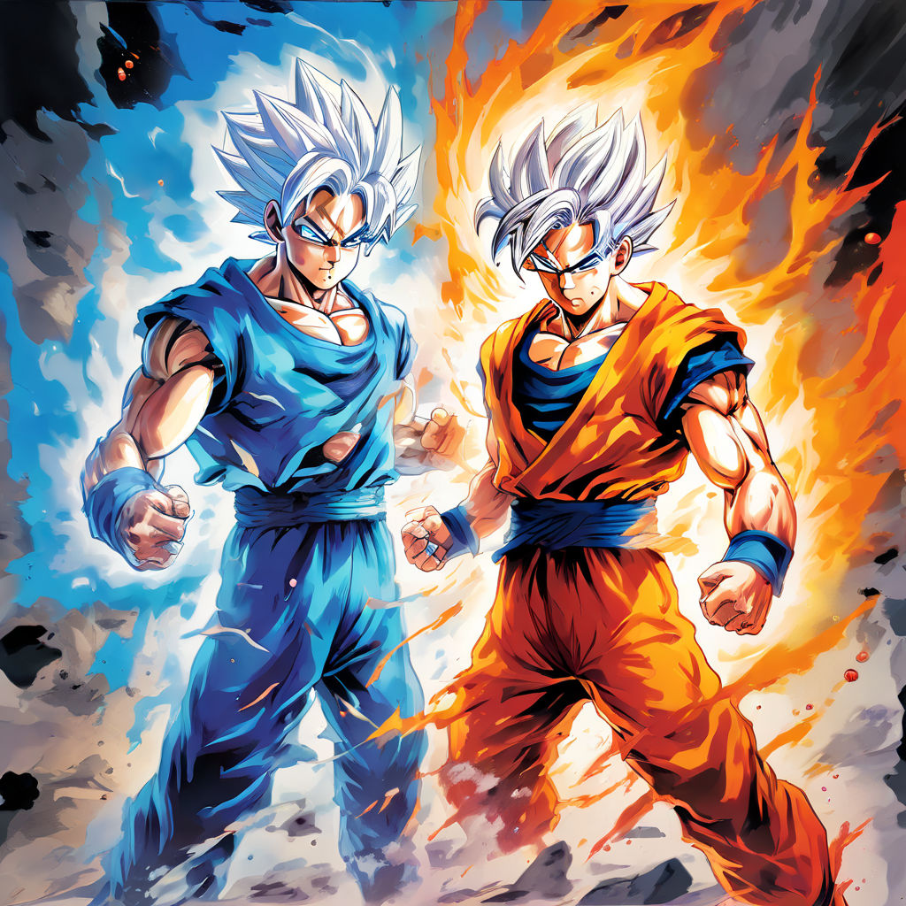 Goku in Ultra Instinct form and Vegeta in Ultra Ego state en... by ...