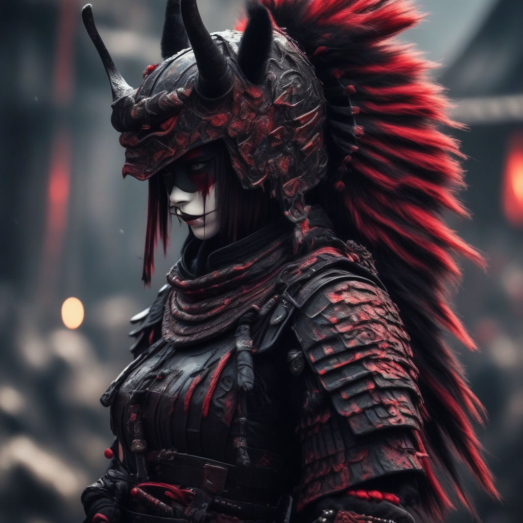 Beautiful female soldier in black/red figure-hugging intimid... by ...