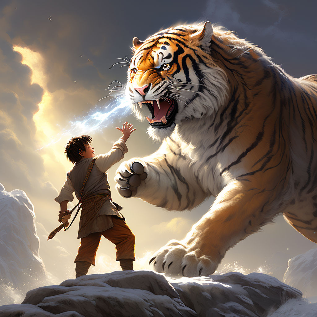 “A growling giant human. One of the giant's hands is holding... by ...