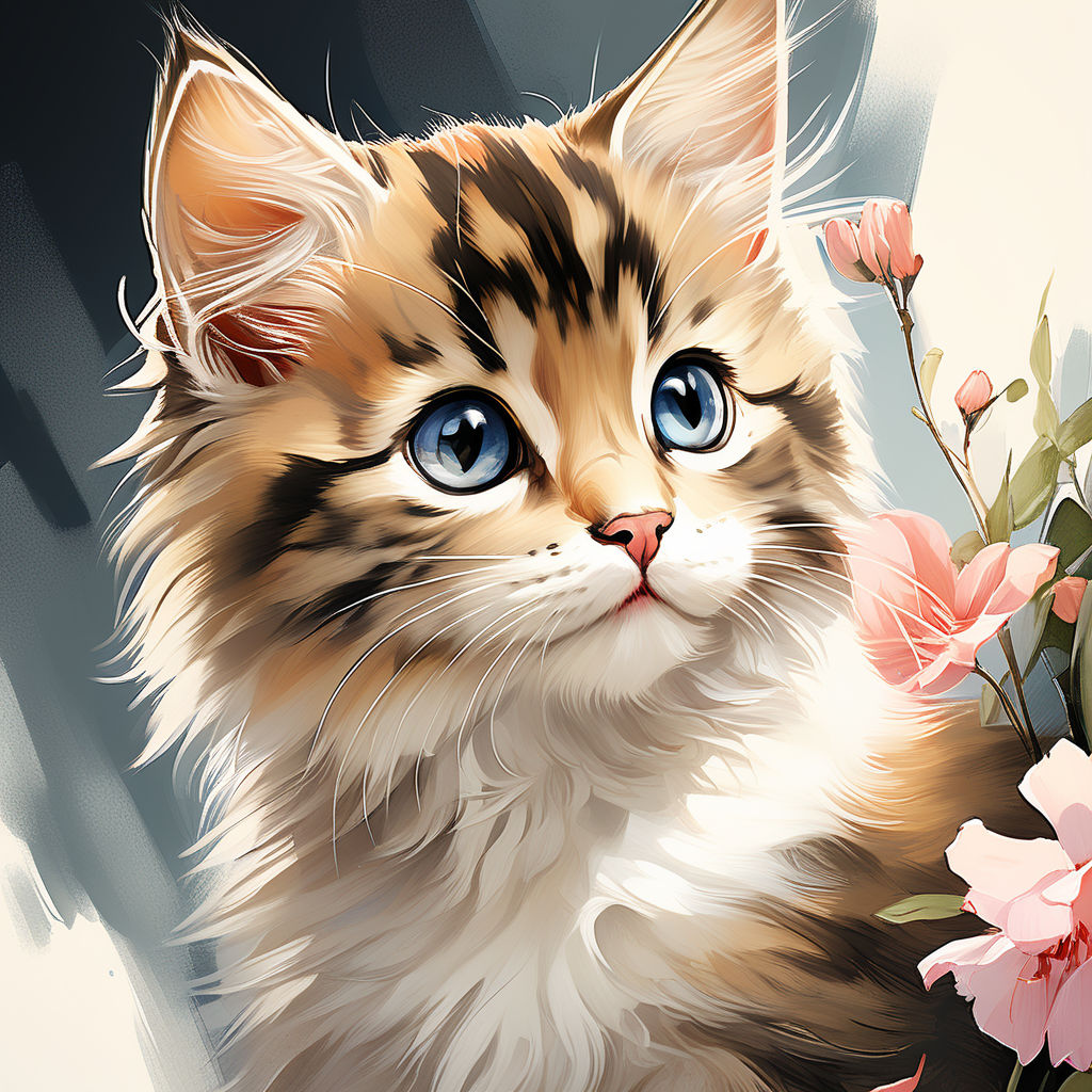 Ink drawing of something of a beautiful cute cat by danya art - Playground