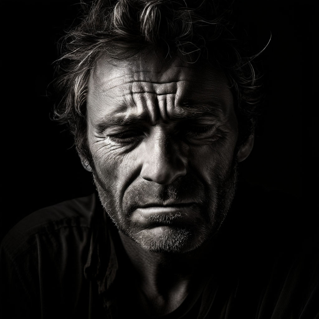 A weary man captured in high contrast by Arkadiusz Okrój - Playground