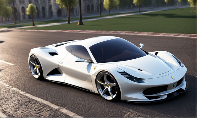 Create a fully realistic image of the new white ferrari 2025... by ...