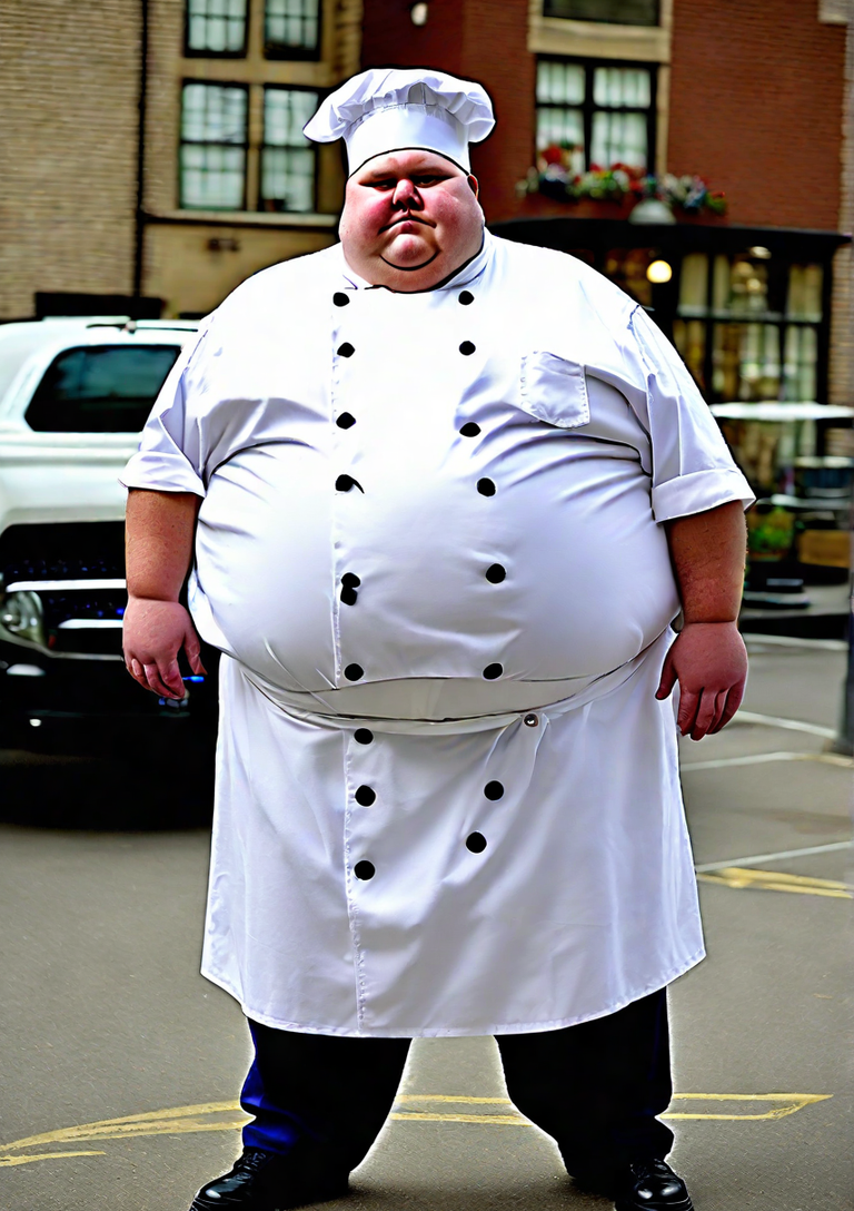 Giant extremely Obese 800 pound chef in uniform real life st... by tony ...